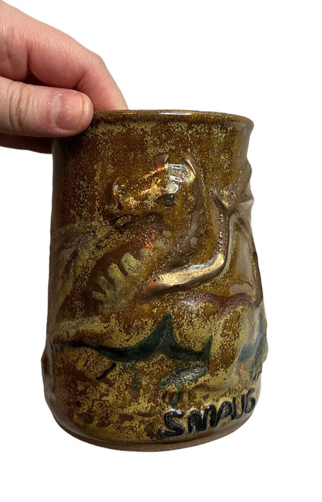 Stoneware Pottery 3D Dragon Mug Welsh Mythical Creature Rings Smaug ...