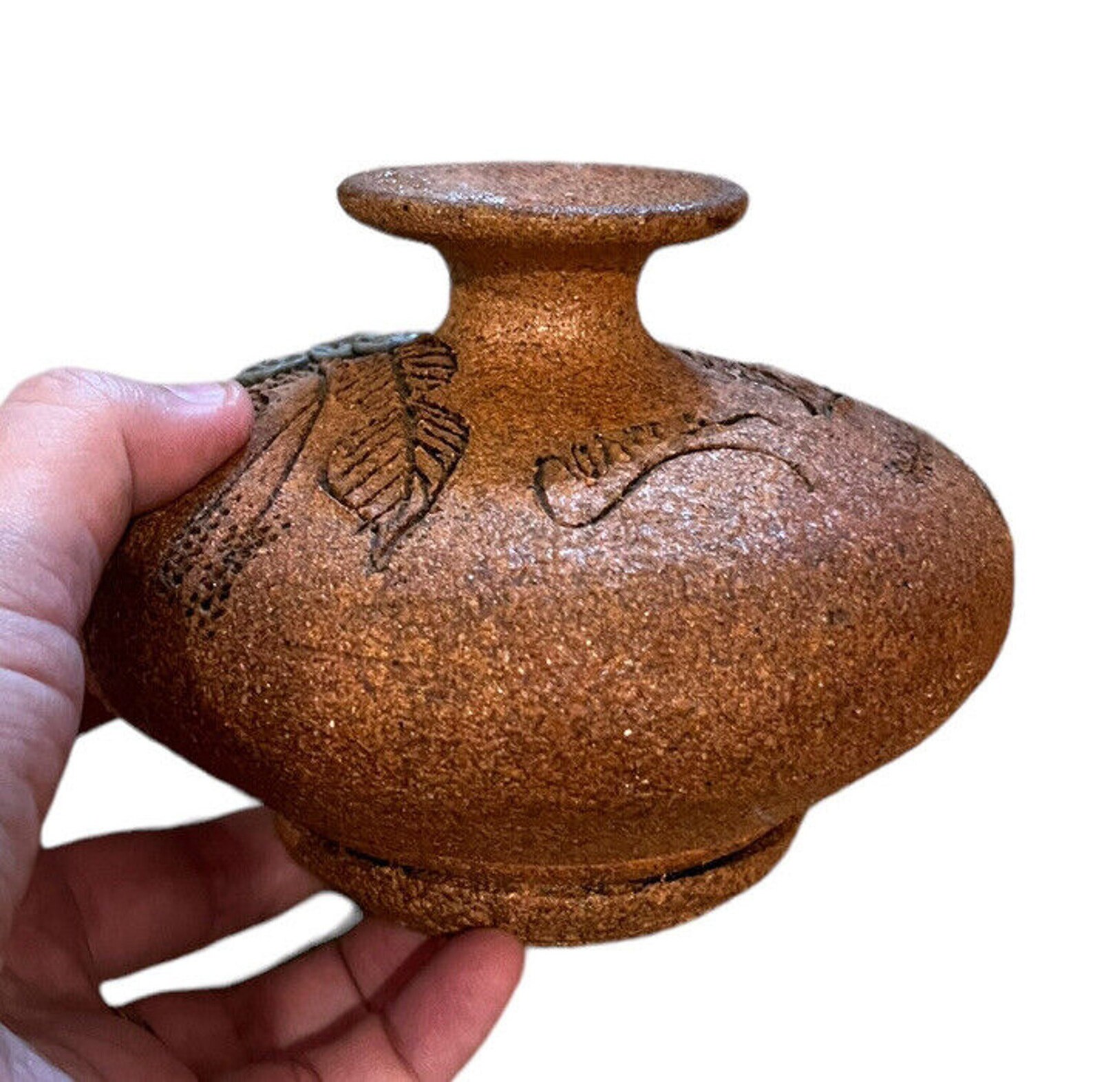 Vintage Sand Pottery Vase Signed S.J.T. Carma Hand Crafted Vase 1980's ...