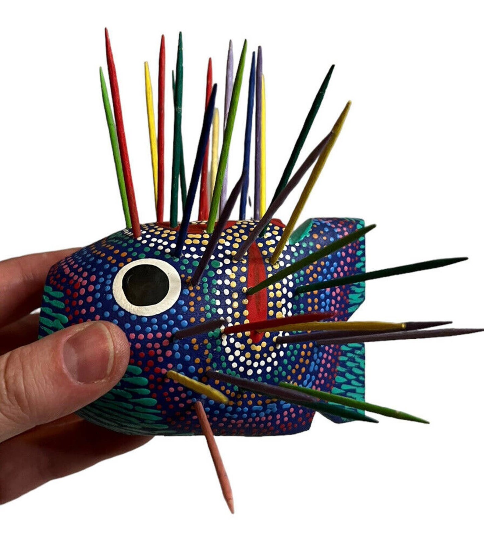 Vintage MEXICO Folk Art Wood Fish Signed Igor Garcia Toothpick Holder ...