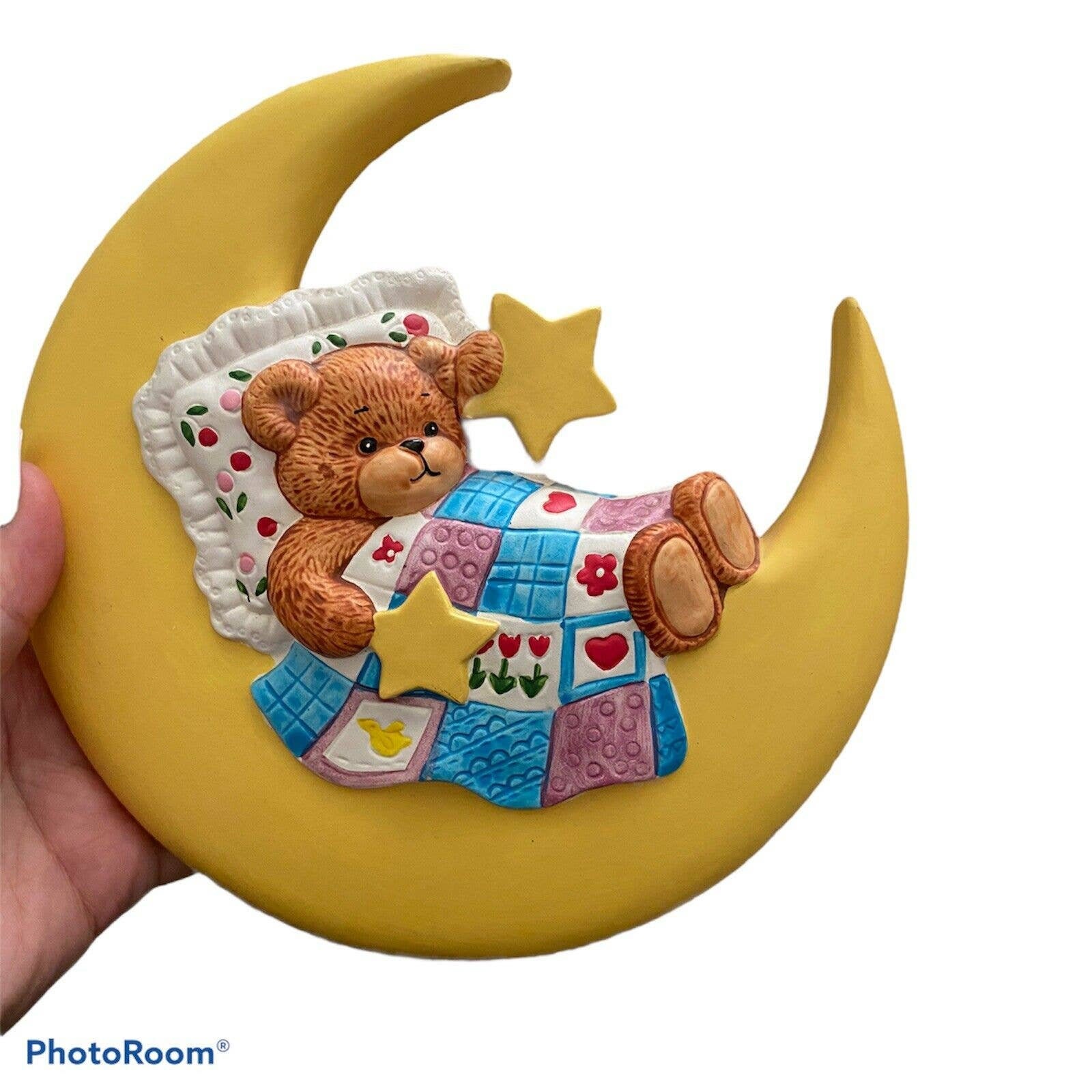 Lucy Riggs Bear Half Moon Bedtime Quilt Star Nursery Decor | Etsy