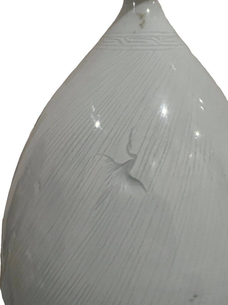 Japanese Sgraffito Flying Cranes Celadon Blue Meiping Vase Signed ...