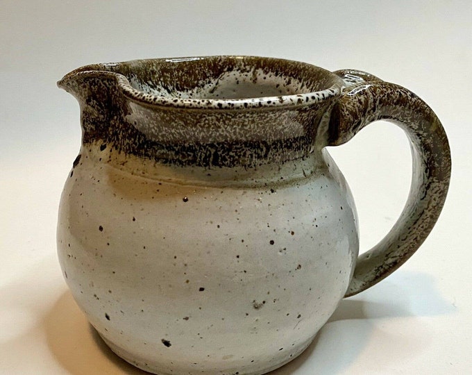Handmade Pitcher Art Pottery Stoneware Milk Jug Speckled Two Tone ...