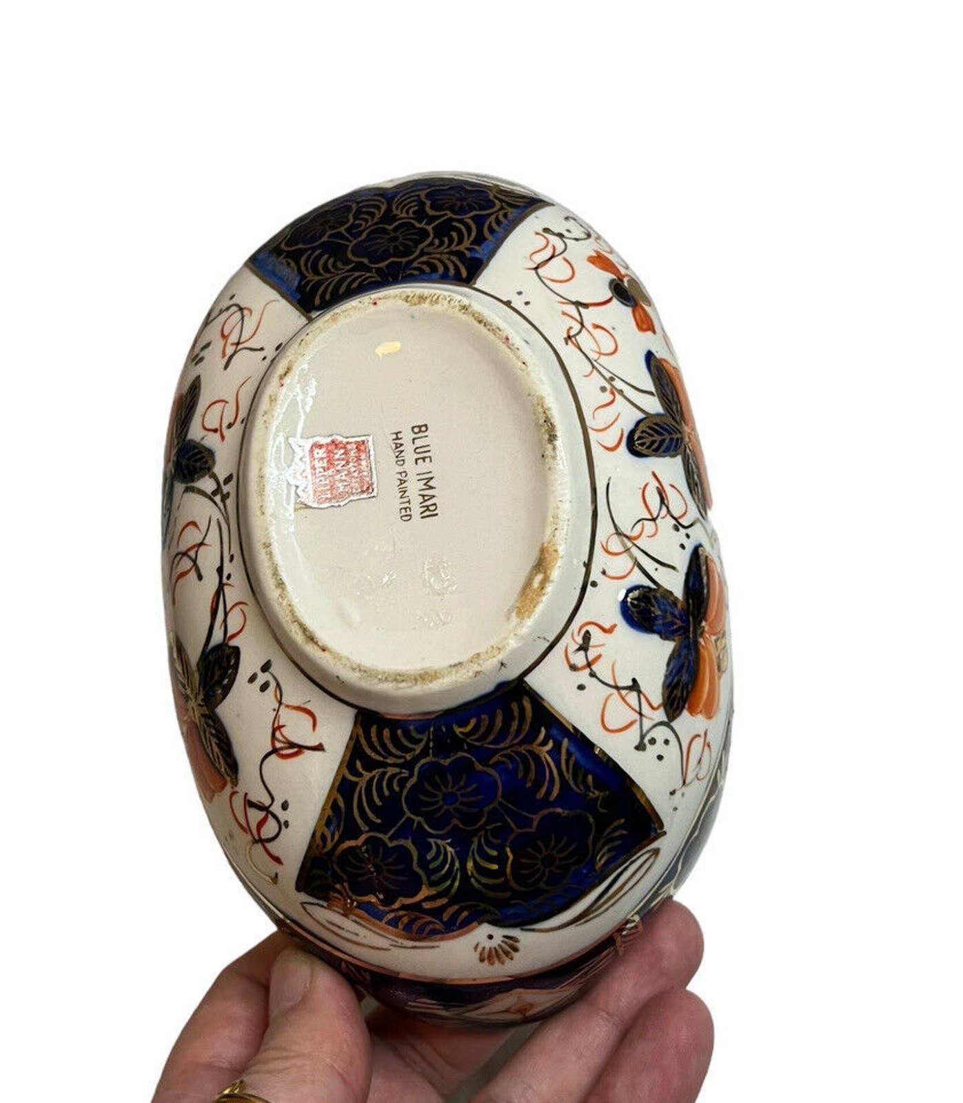 Lipper & Mann BLUE IMARI Hand Painted Orange Blue Flower - Etsy