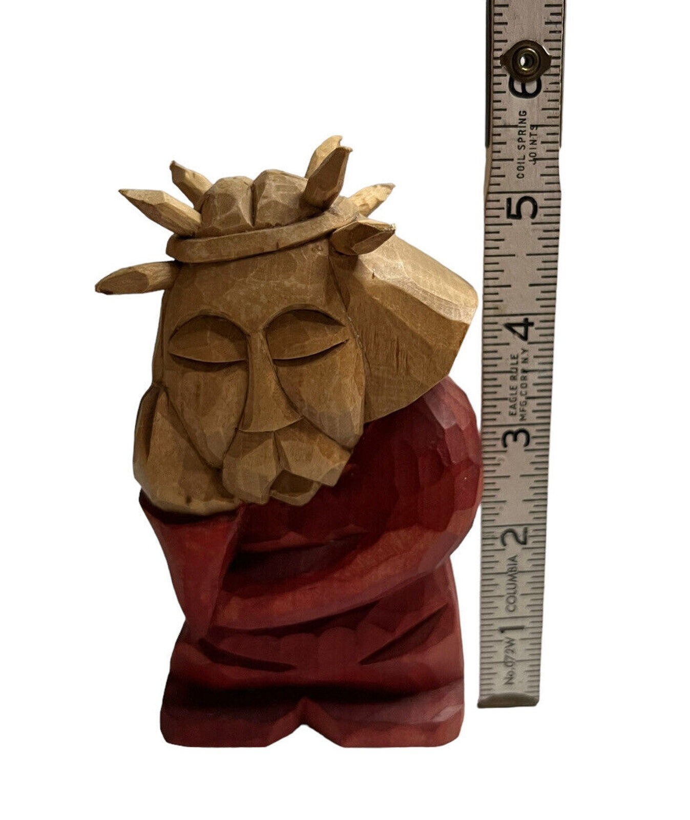 Handmade PENSIVE JESUS CHRIST Handcrafted Wooden Sculpture Carved Crown ...