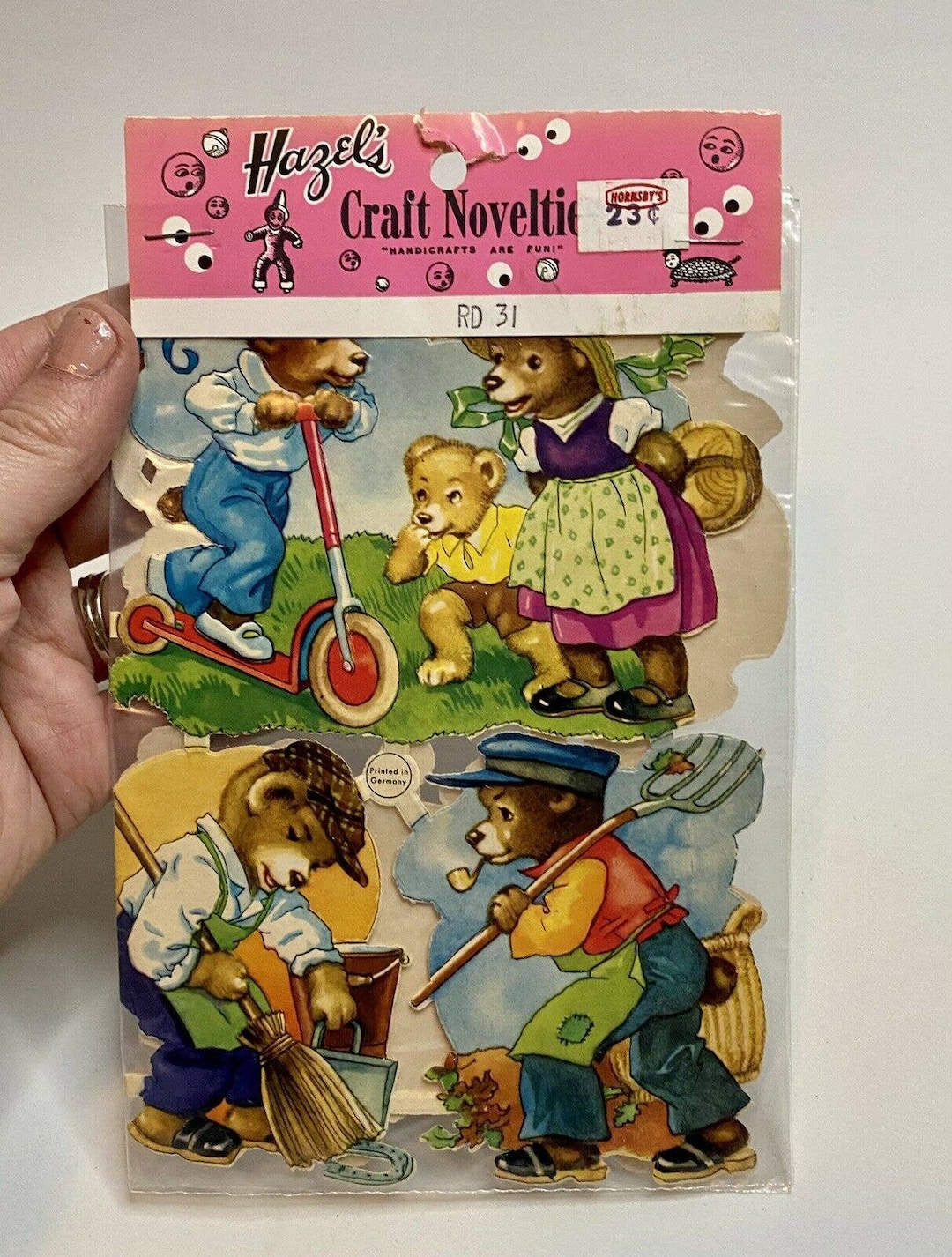 Vintage Hazel Craft Novelties Paper Die Cut Teddy Bear Germany ...