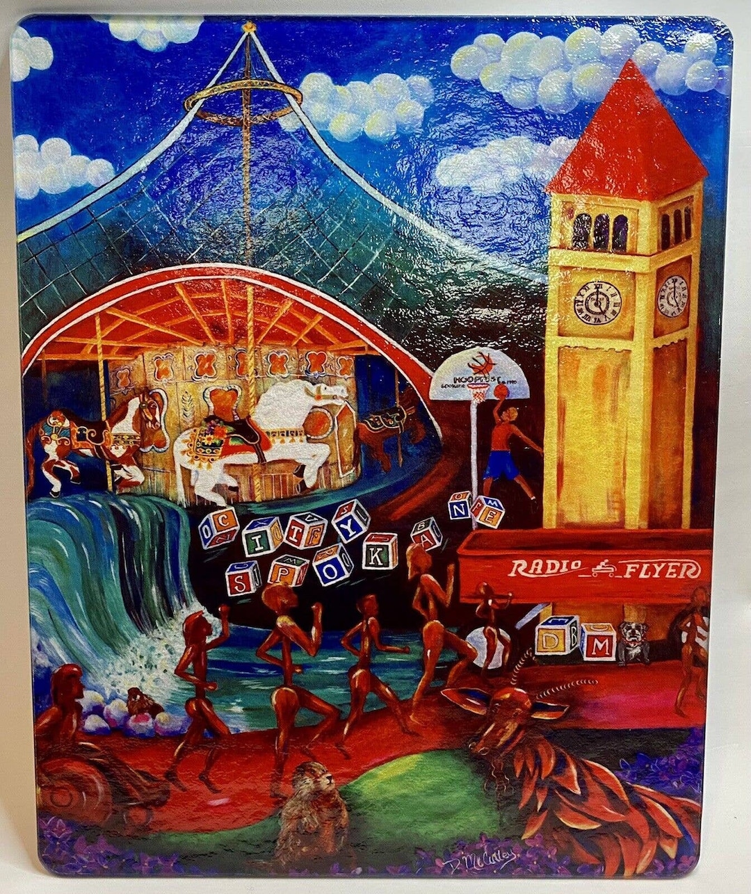 Debbie Mcculley Art City Spokane Washington Vibrant Glass Cutting Board ...