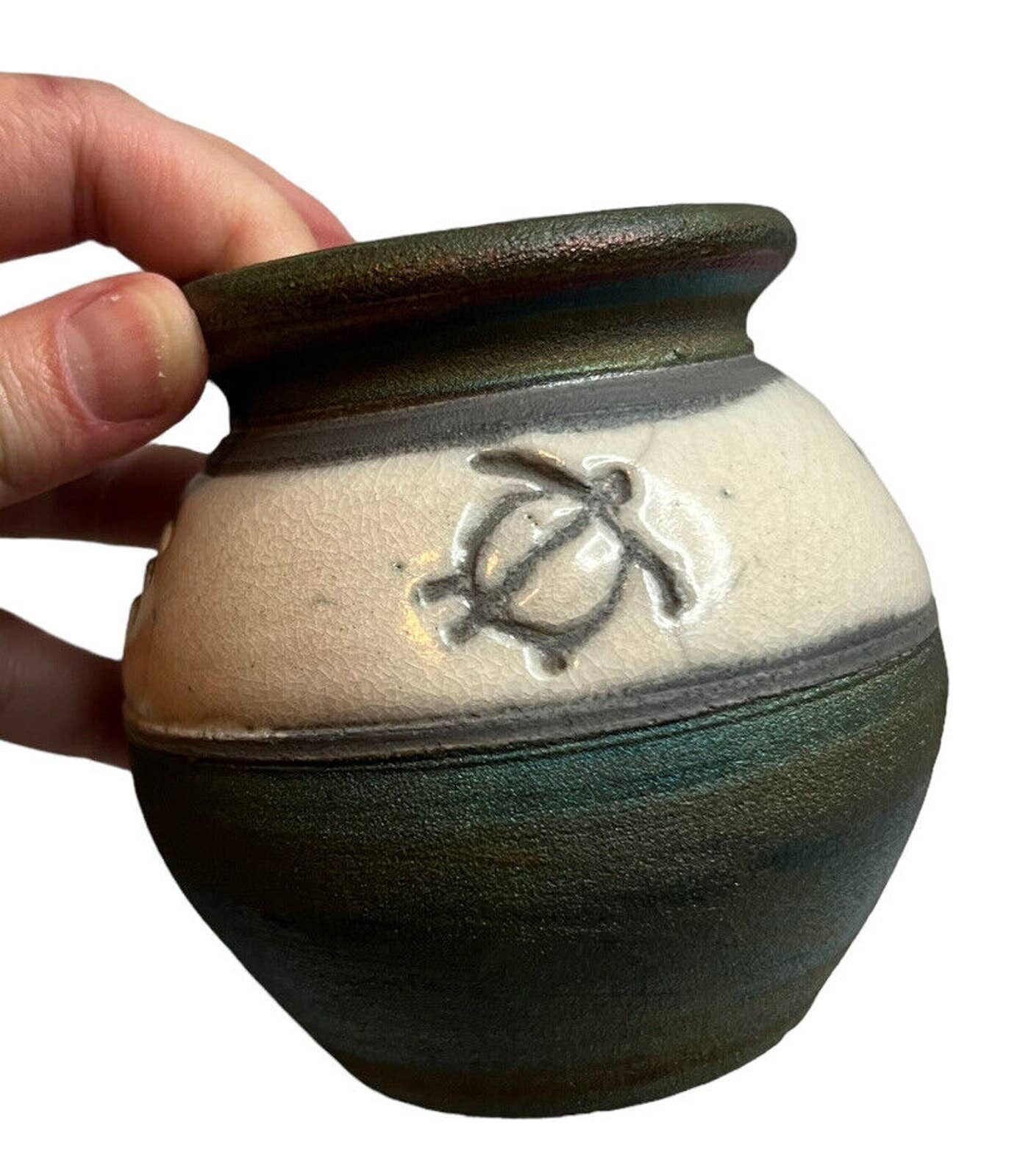 Vintage Ben Diller Volcano Ash Raku Signed Pottery Art Vase Iridescent ...