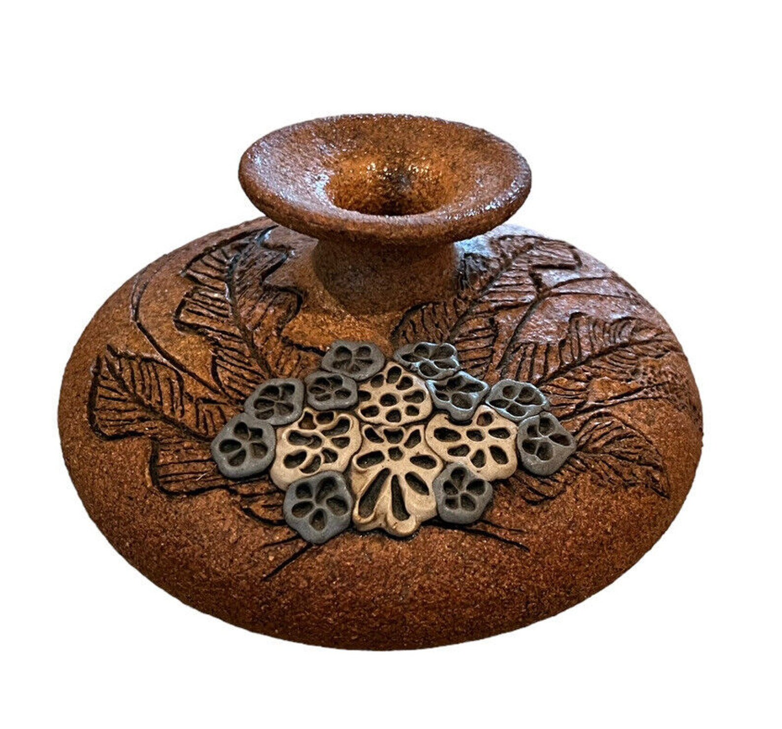 Vintage Sand Pottery Vase Signed S.J.T. Carma Hand Crafted Vase 1980's ...