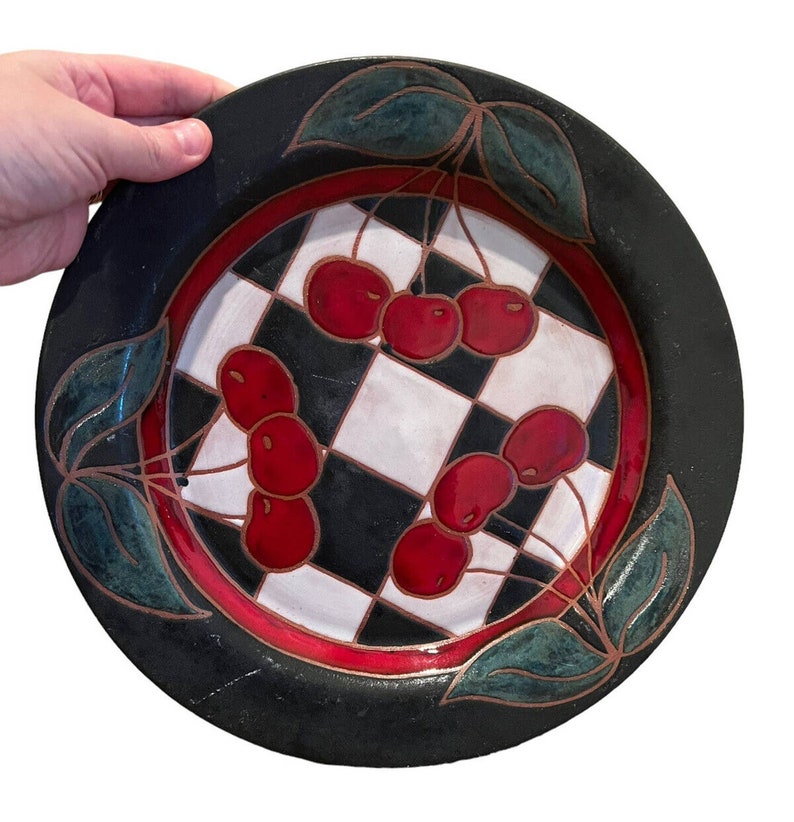 Crow Valley Pottery Orcas Island Platter Plate Raku Cherry Checker ...