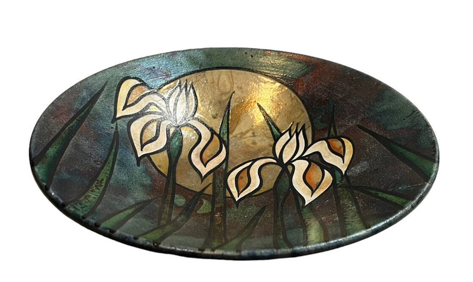 Raku Decorative Bowl Flower Lily Ceramic Hand Made Studio Art Pottery ...