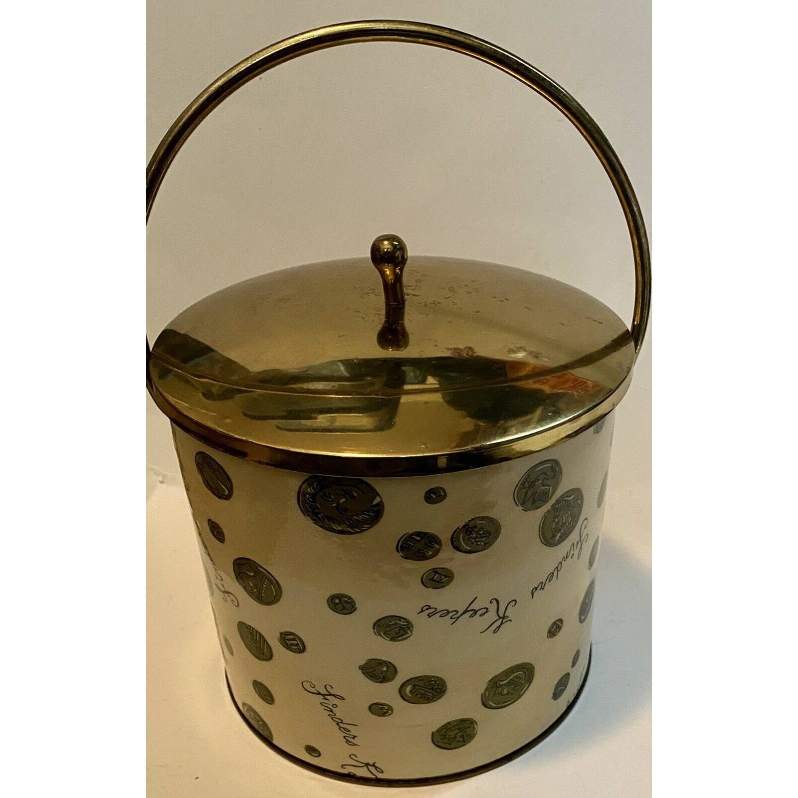 Vintage Mid Century Atomic Ice Bucket Finders Keepers Coin Gold Tone ...