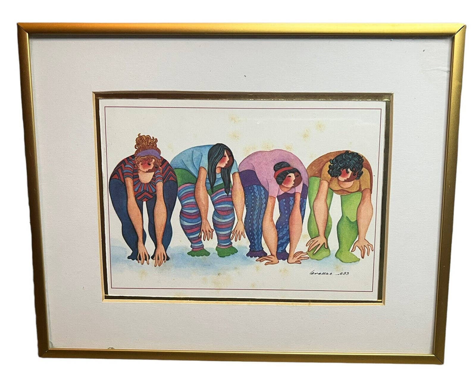 Barbara Lavallee Signed Framed Print Women Stretching Colorful Wellness ...