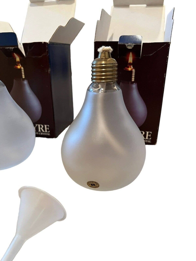 Vintage Unique Frosted Glass Light Bulb Oil Lamp Pair Reijmyre Sweden 5 ...