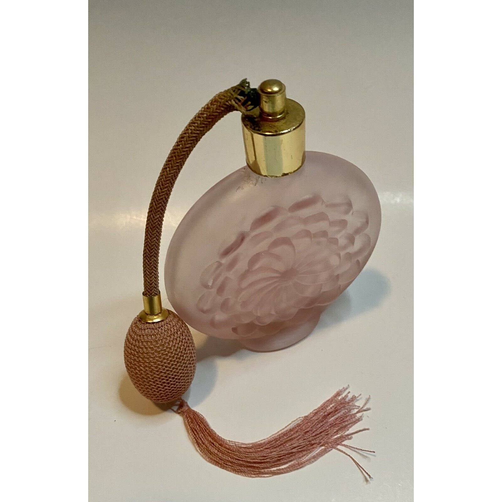 Vintage Irice Frosted Pink Flower Atomizer Perfume Bottle Japan Irving ...