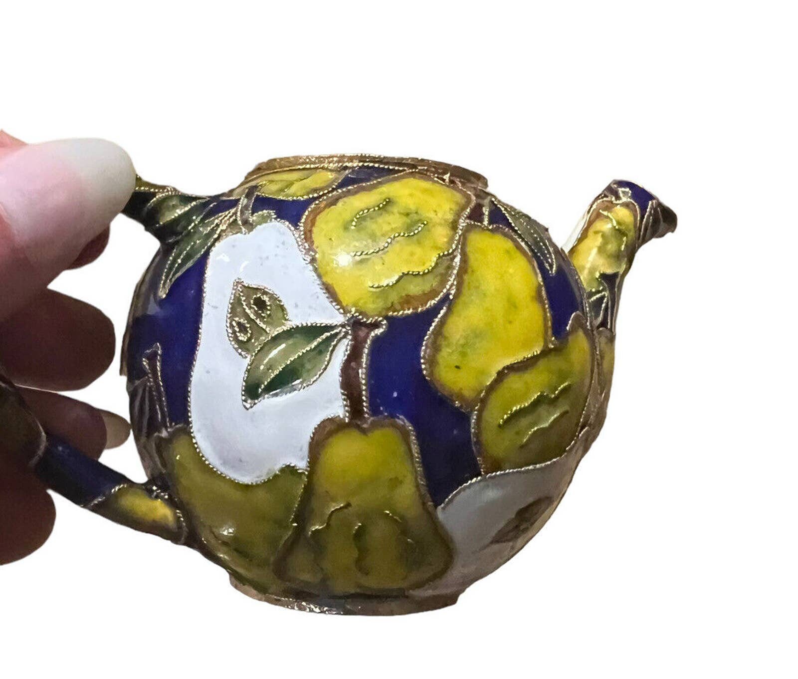 Chinese Vintage Brass Cloisonné Teapot Kettle Enamel Fruit Pear Mini - Etsy