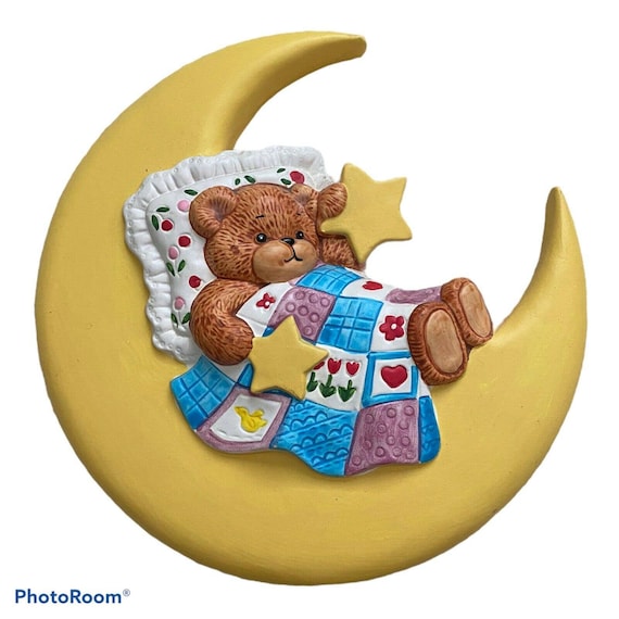 Lucy Riggs Bear Half Moon Bedtime Quilt Star Nursery Decor - Etsy