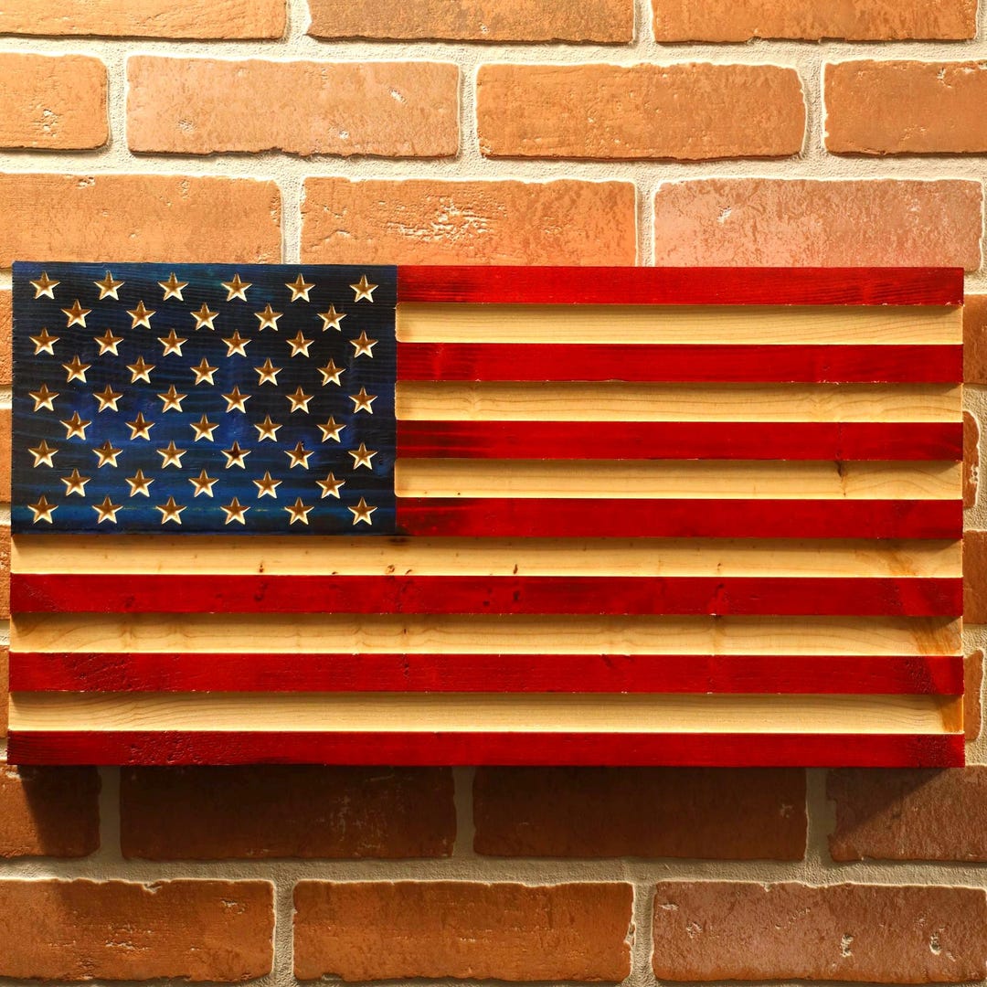 USA Flag, Shou Sugi Ban, Wall Décor, American History, Birthday, Gift ...
