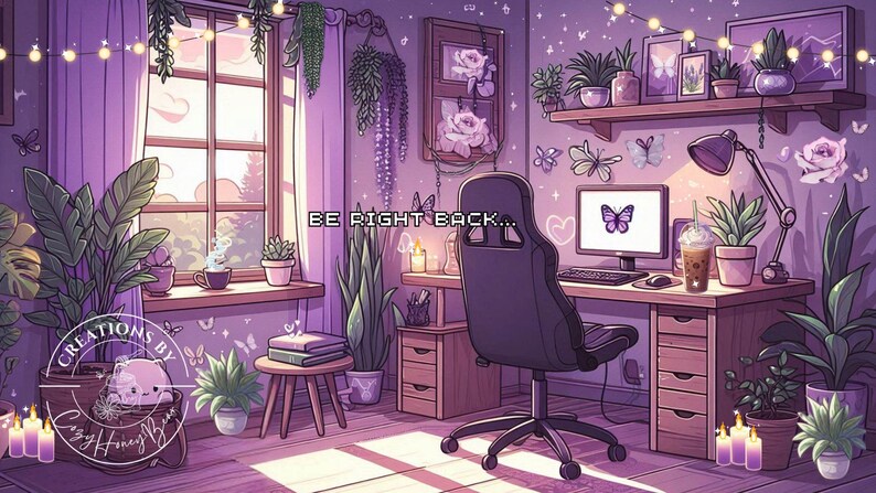 Lavender Butterfly Animated Stream Screens: Cozy Gaming Room Overlay ...
