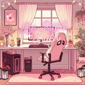 Pink Cherry Blossom Gaming Room Stream Screens | Animated Overlay Pack ...