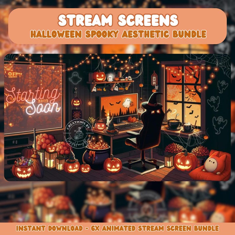 Halloween Spooky Gaming Stream Screens: Animated Overlay Bundle ...