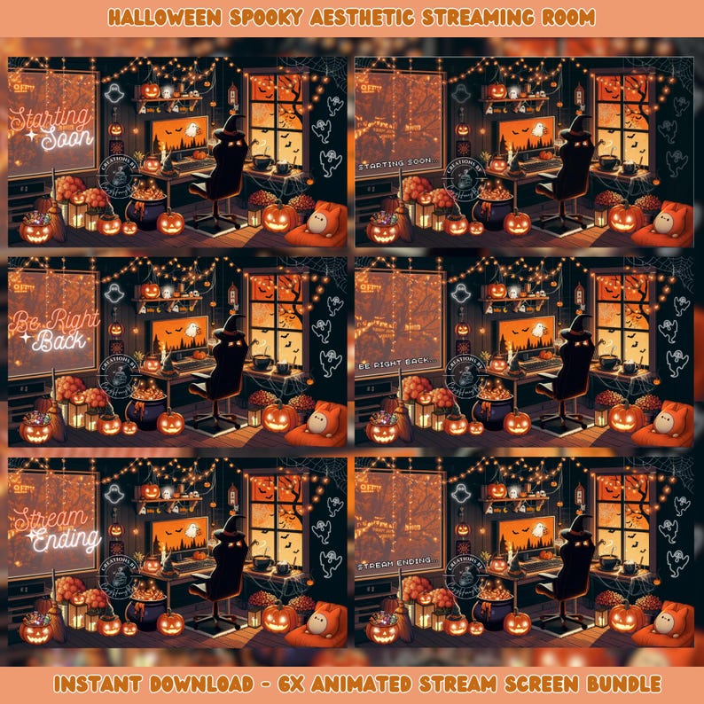 Halloween Spooky Gaming Stream Screens: Animated Overlay Bundle ...