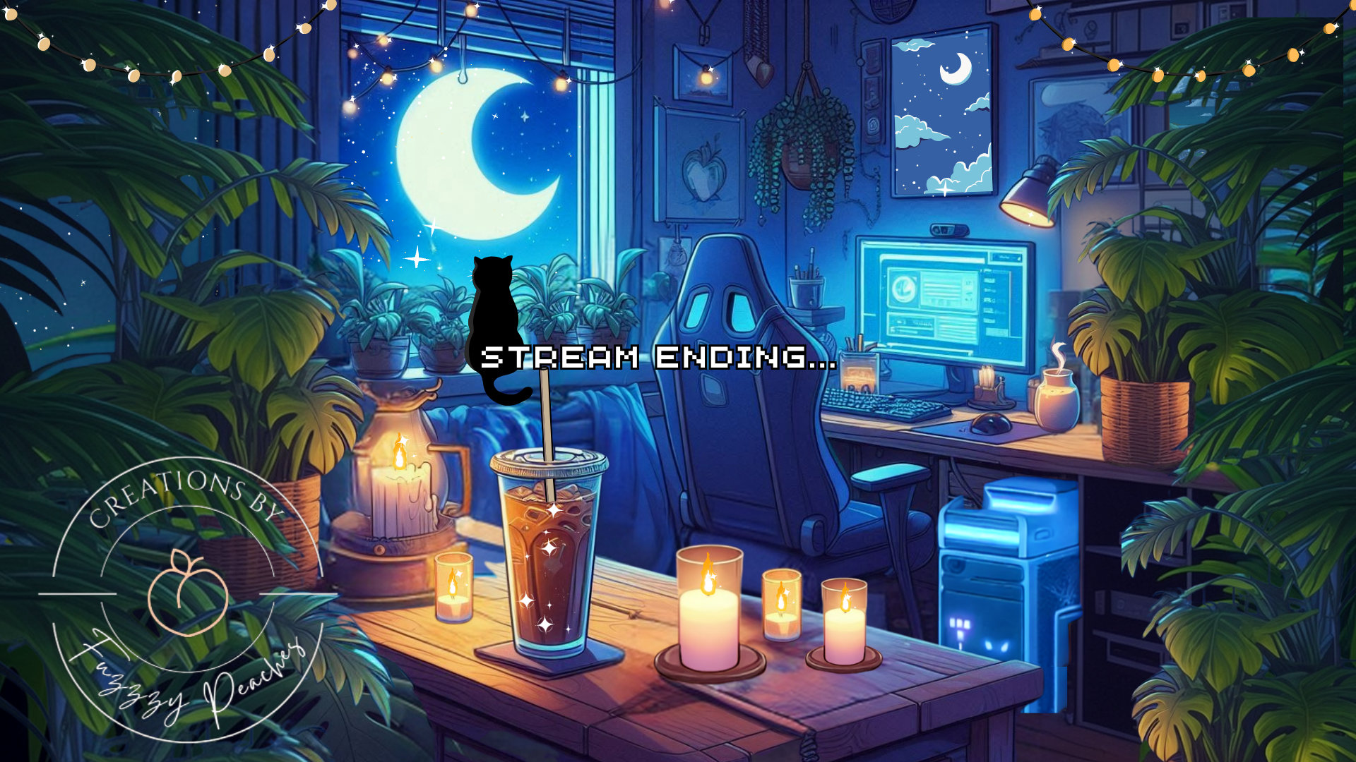 Cozy Blue Lo-fi Gaming Room Animated Stream Screen Package 6x ...