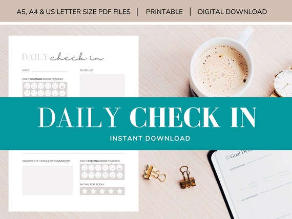 Daily Check in Printable Digital A5 A4 & US Letter - Etsy