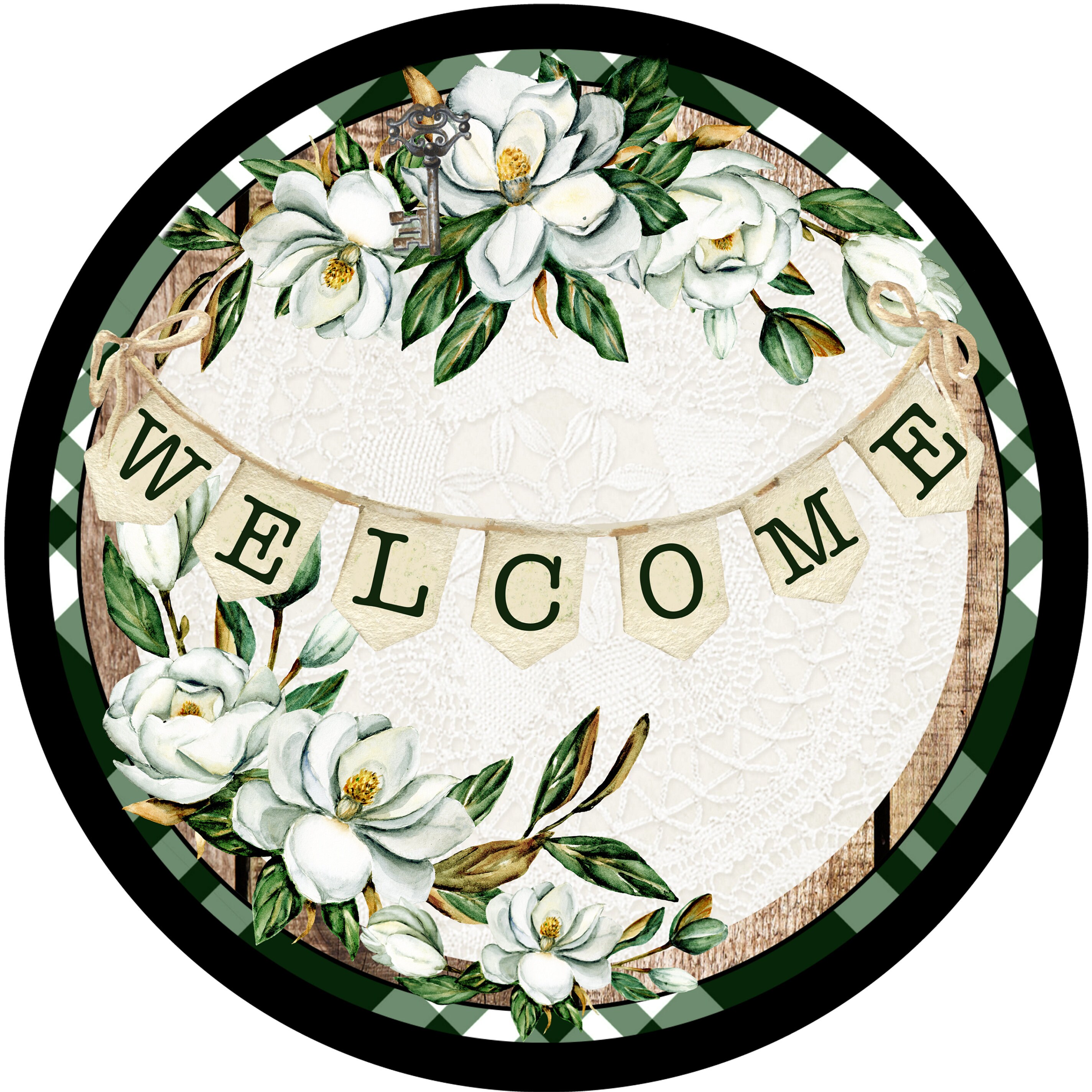 Magnolias Welcome 8 or 11 Inch Round Wreath Sign Welcome - Etsy