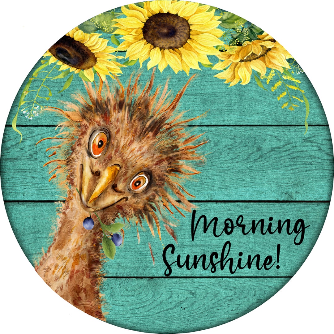 Ostrich Welcome Sign, Sunflower Sign, Round Wreath Sign, Wreath ...