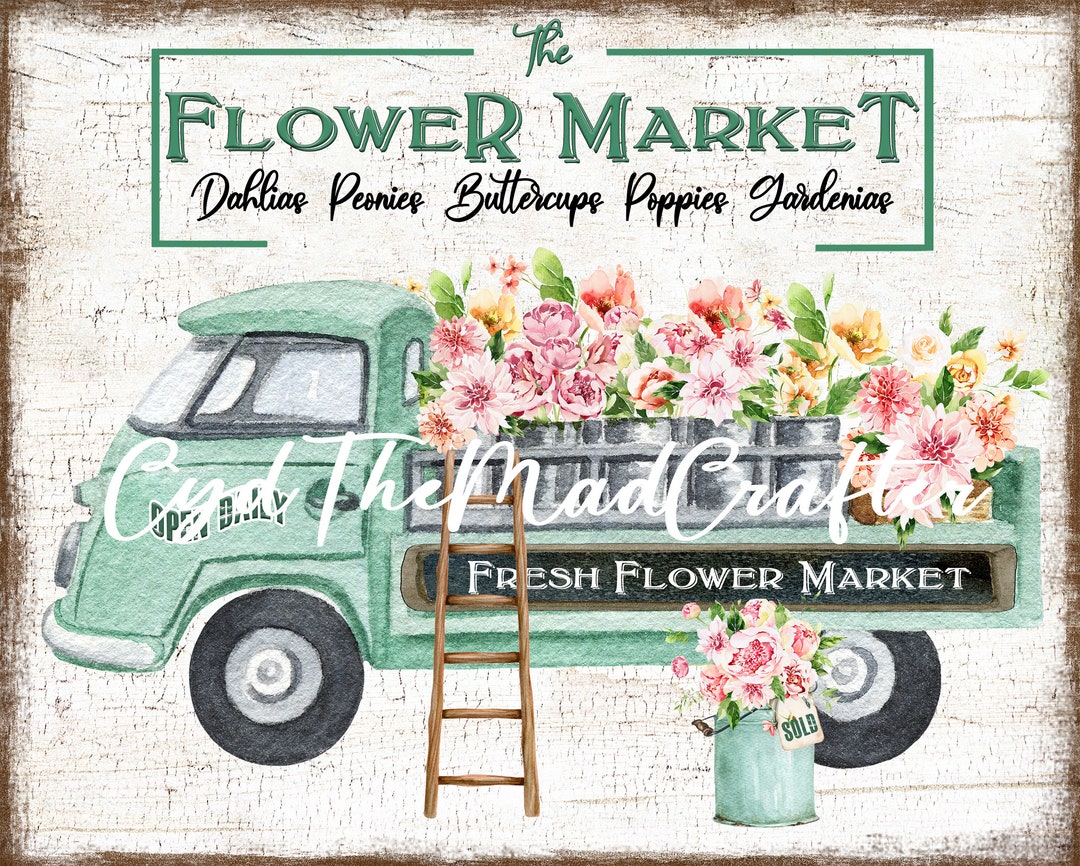 Fresh Flower Market Delivery Truck 10x8 Wreath Sign - Etsy