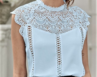Blue Lace Top - Etsy
