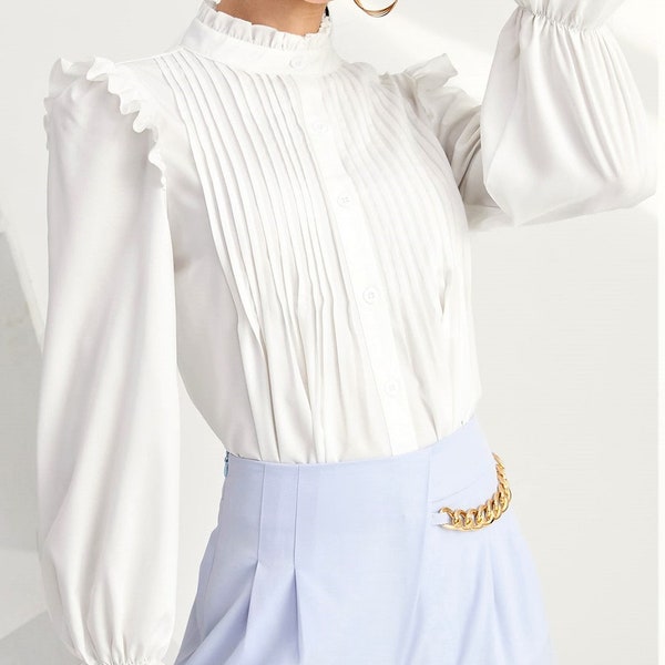 Ruffle Collar Shirt - Etsy