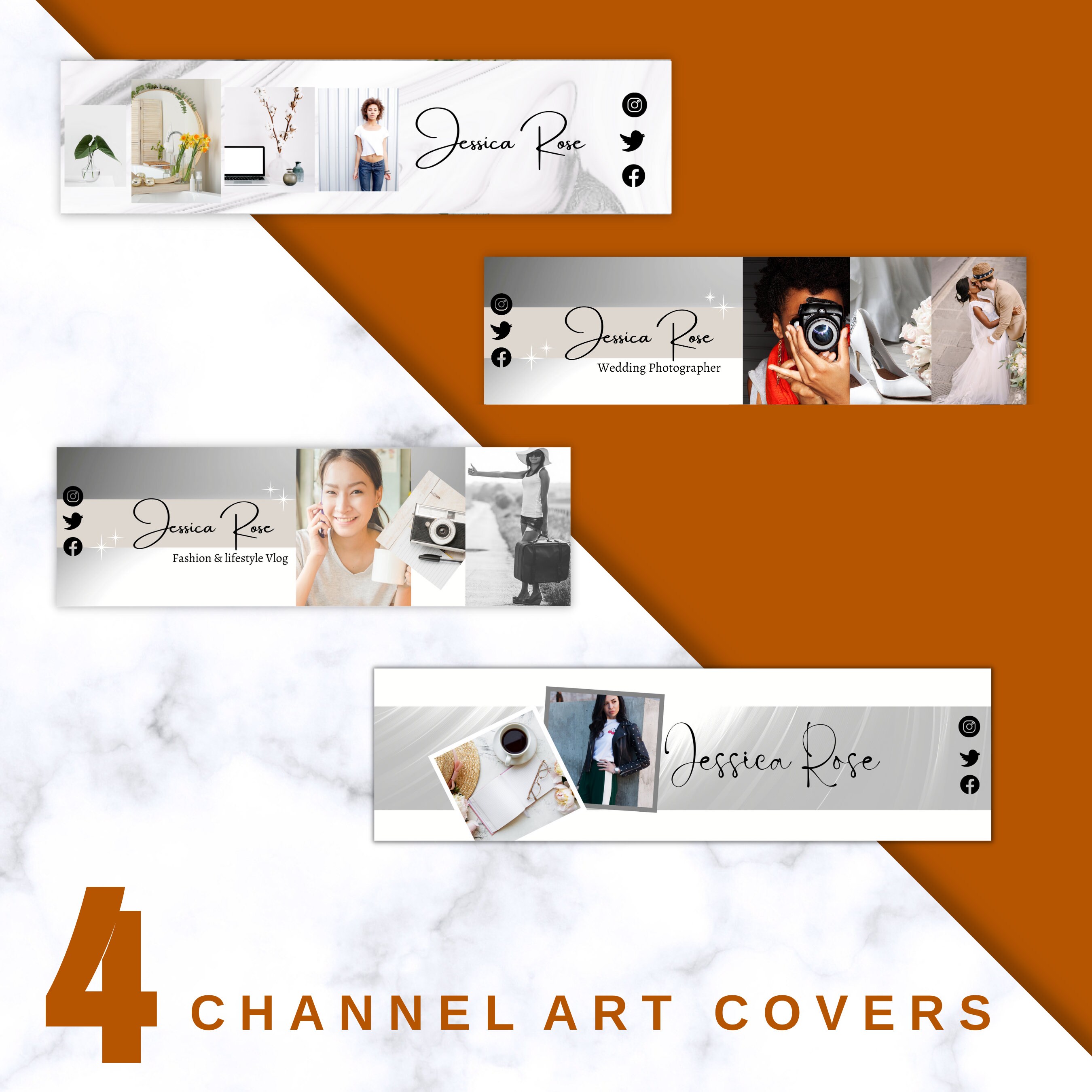 Gray Youtube Branding Kit Personalized Youtube Banner End Screen Intro ...