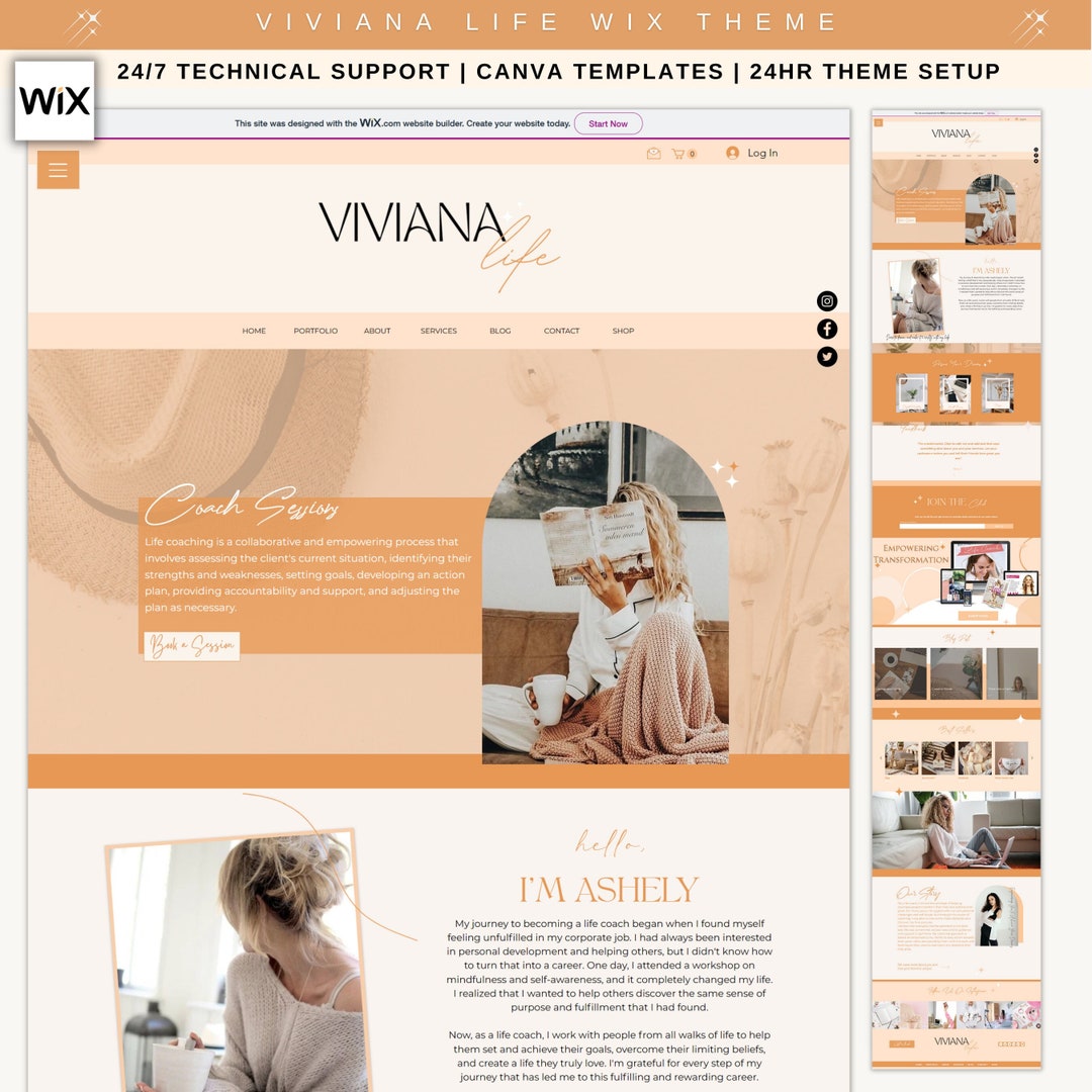 Wix Website Template Custom Website Website Template Wix Template Coach ...