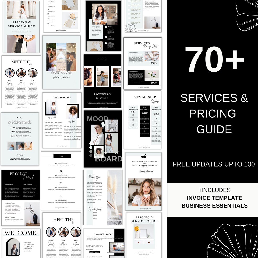 Minimal Services and Pricing Guide Template, Client Welcome Packet ...