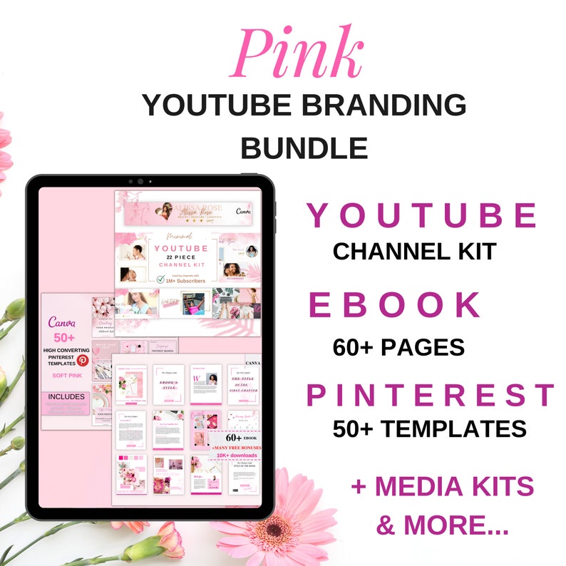 Youtube Branding Pink Blue End Screen Youtube Banners - Etsy