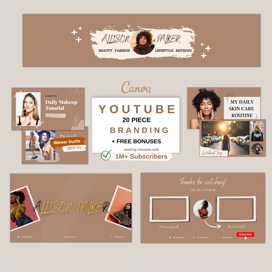 Youtube Branding Kit, Personalized Youtube Banner, Intro, Outro, 5 ...