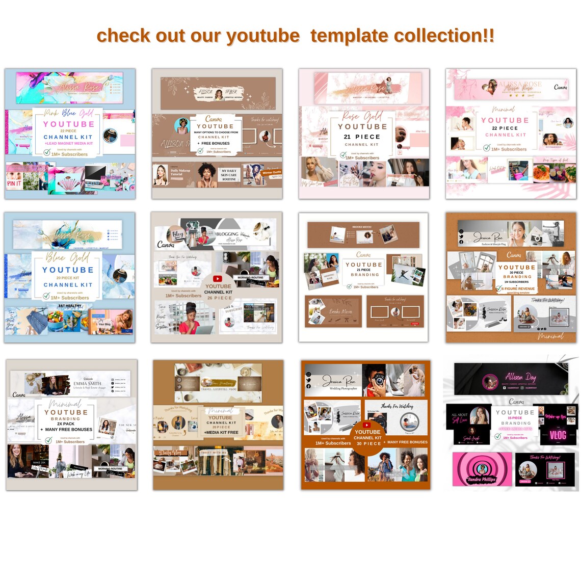 Youtube Branding Pink Blue End Screen Youtube Banners - Etsy