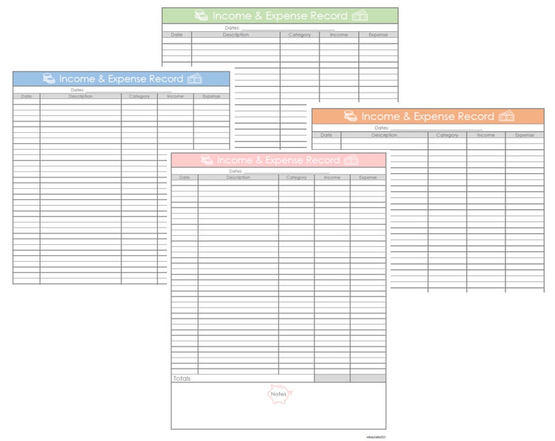 Income and Expense Record Sheets - Etsy