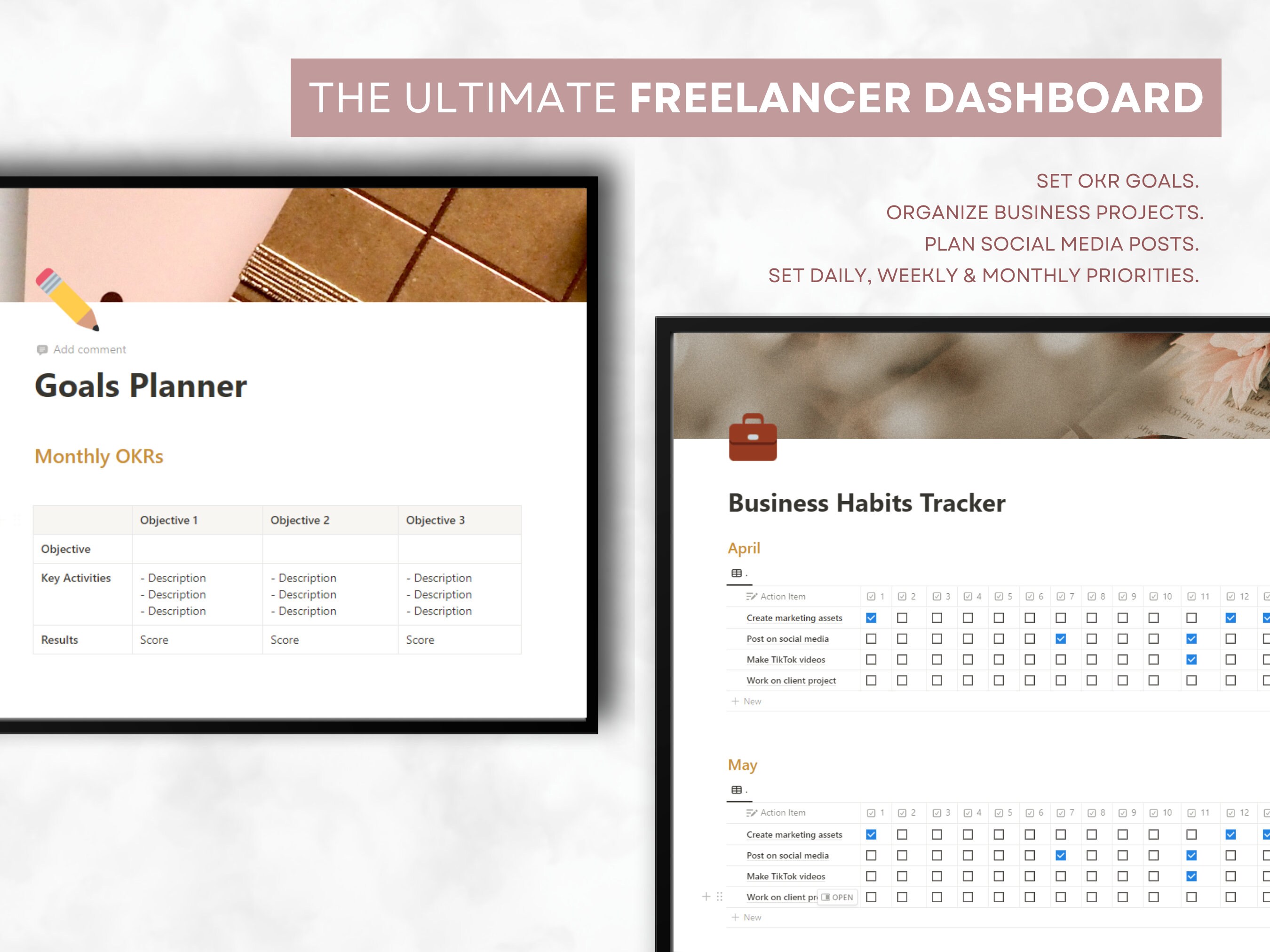 2024 Freelancer Dashboard Notion Planner Template Freelancing Templates ...