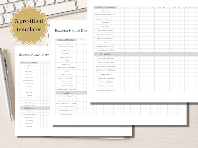 Ultimate Eczema Symptom Tracker Eczema Health Diary Printable Eczema ...