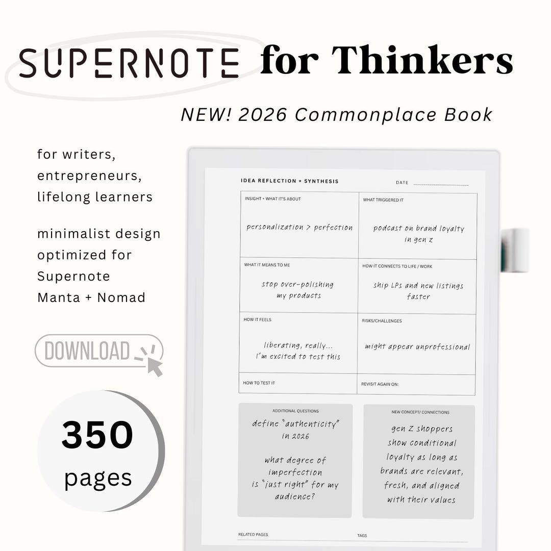 Supernote Commonplace Book | Nomad, Manta Second Brain | for Writers ...