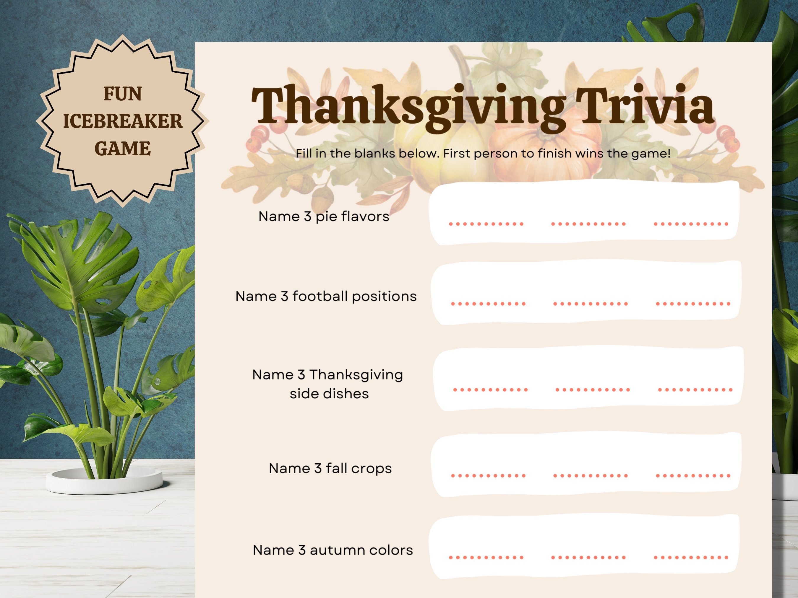 Thanksgiving Icebreaker Game Friendsgiving (Download Now) - Etsy