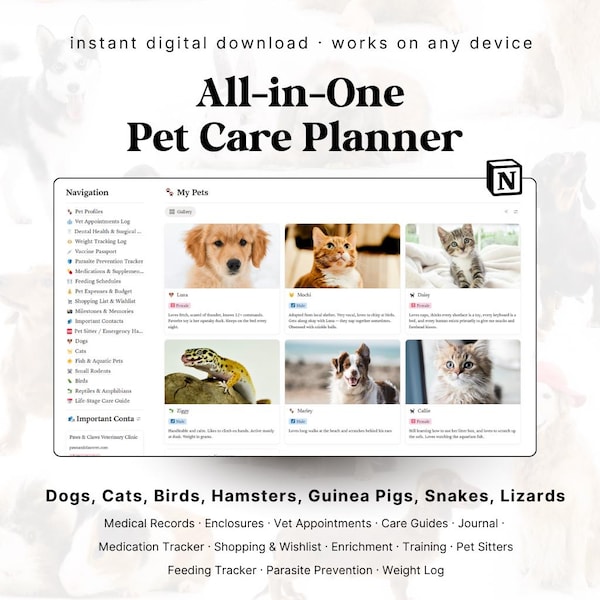 Notion Pet Dashboard - Etsy UK