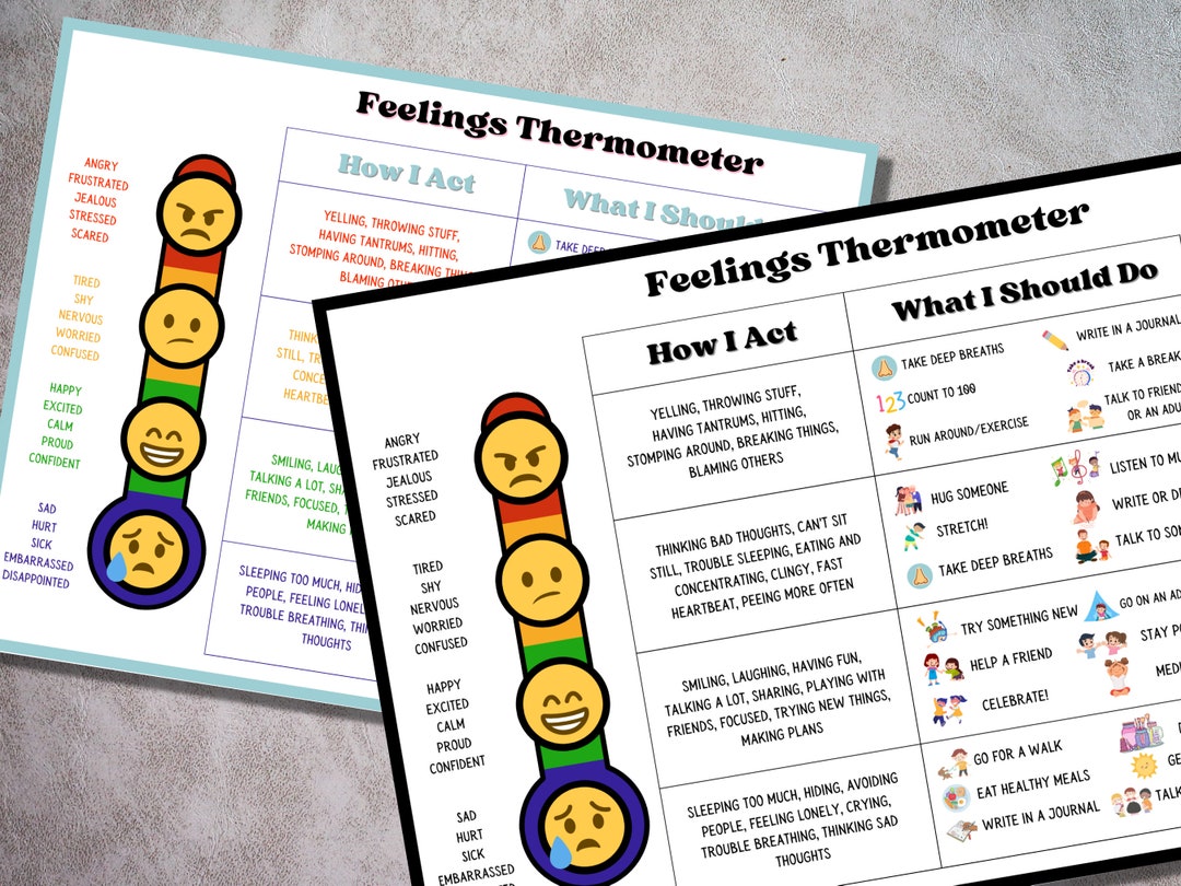 Feelings Thermometer Chart Emotions Poster for Kids & Teens - Etsy