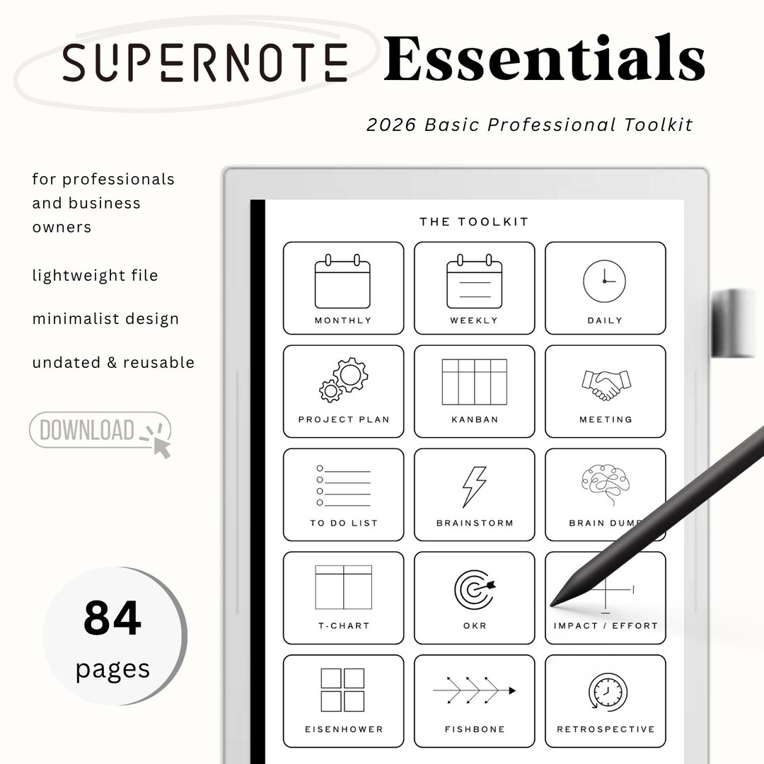 Supernote 2026 Professional Toolkit | 84 Page Business Notebook ...