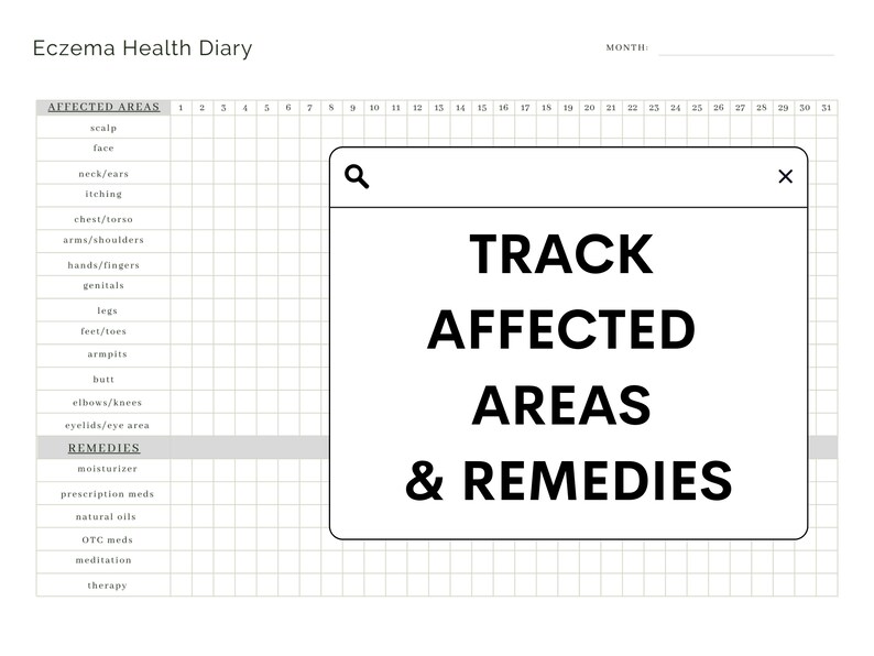 Ultimate Eczema Symptom Tracker Eczema Health Diary Printable Eczema ...