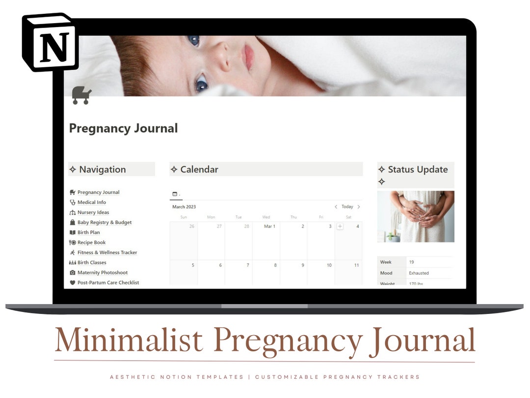 Minimalist Pregnancy Planner Pregnancy Notion Templates Etsy
