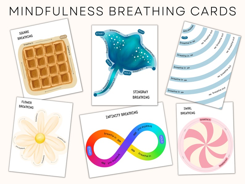 Mindfulness Breathing Exercises for Kids | 12 Breathing Cards | Calming ...