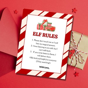 Elf Rules Sign Printable | Elf Arrival Shelf Rules | Christmas Elf ...